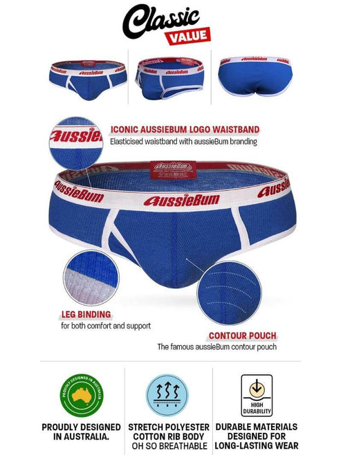 aussieBum Classic Brief: Fly Front, Stretch Ribbed Fabric – VOCLA